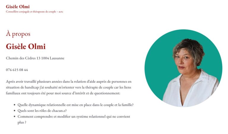 Gisèle Olmi thérapeute – inforweb.ch